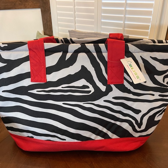 Other | Nwt Zebra Print Large Soft Cooler Monogramable Black White And ...